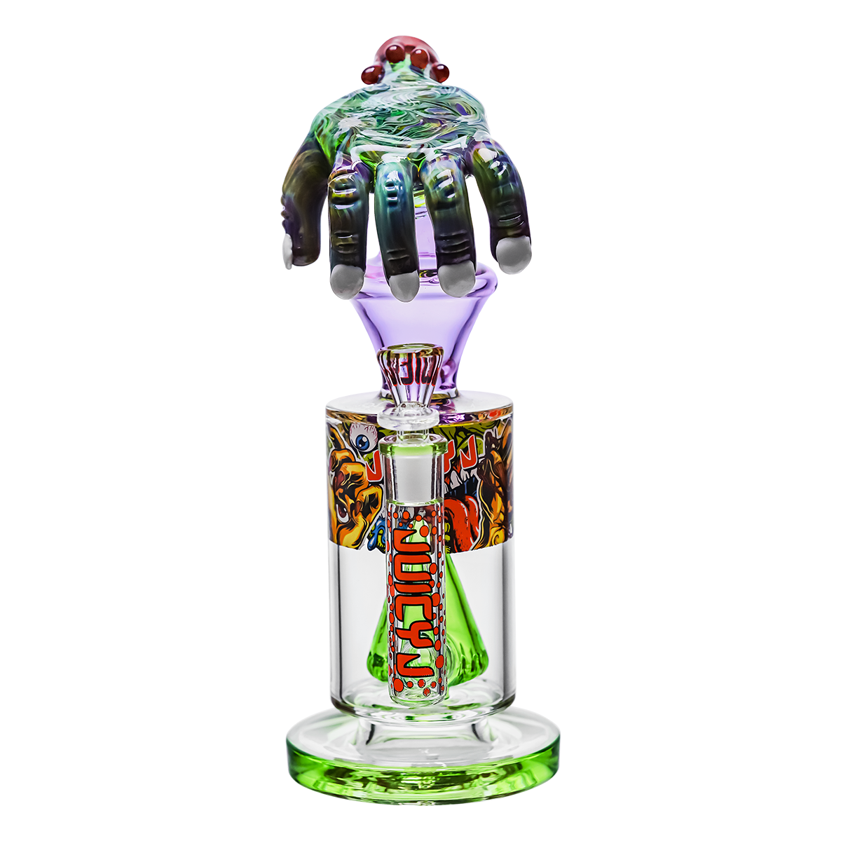 12” VIBRANT, MONSTROUS, CLAW-HAND GLASS WATER PIPE – JuicyJGlass
